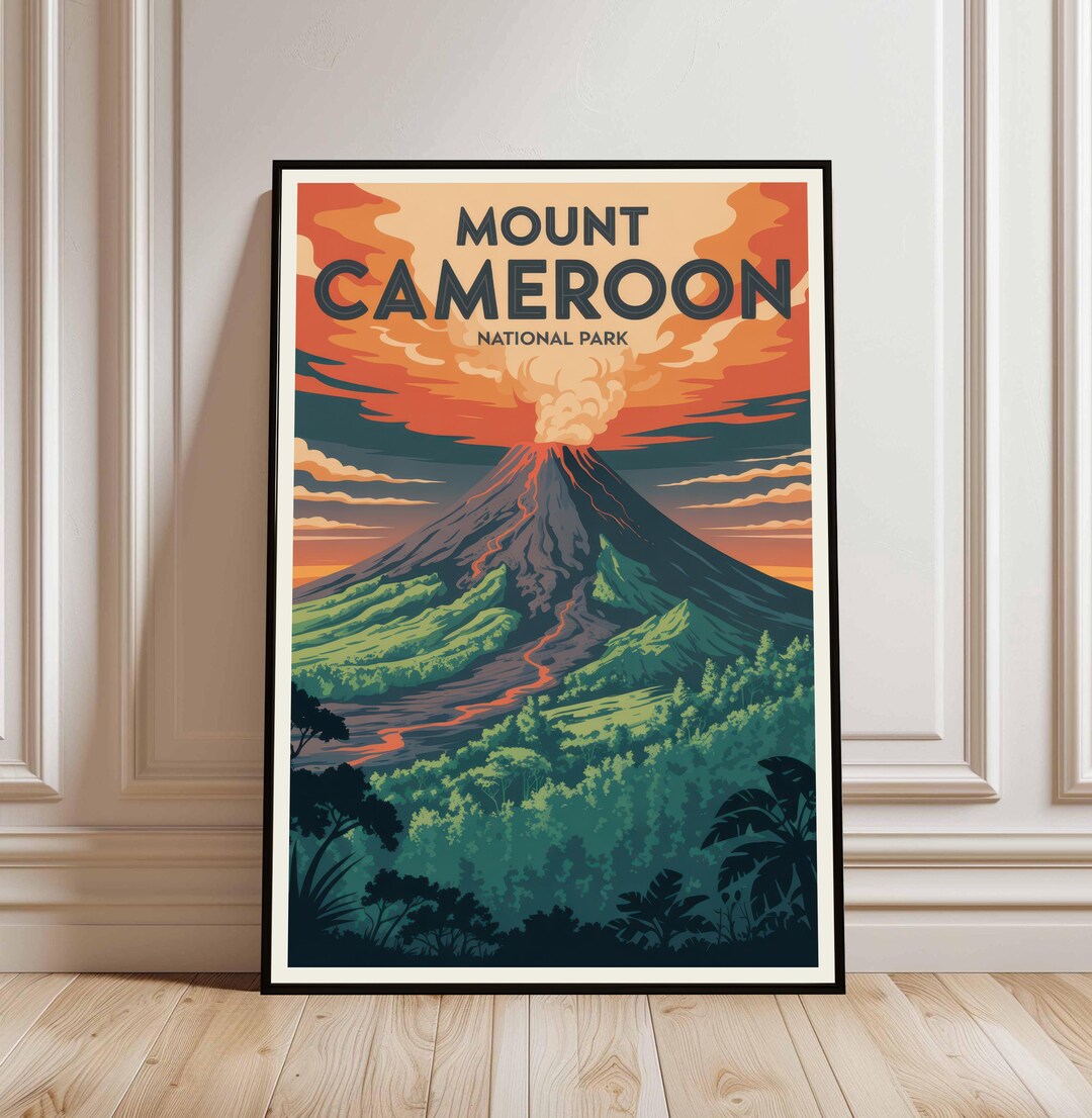Mount Cameroon National Park Poster, Africa Volcano Wall Art, Mount ...