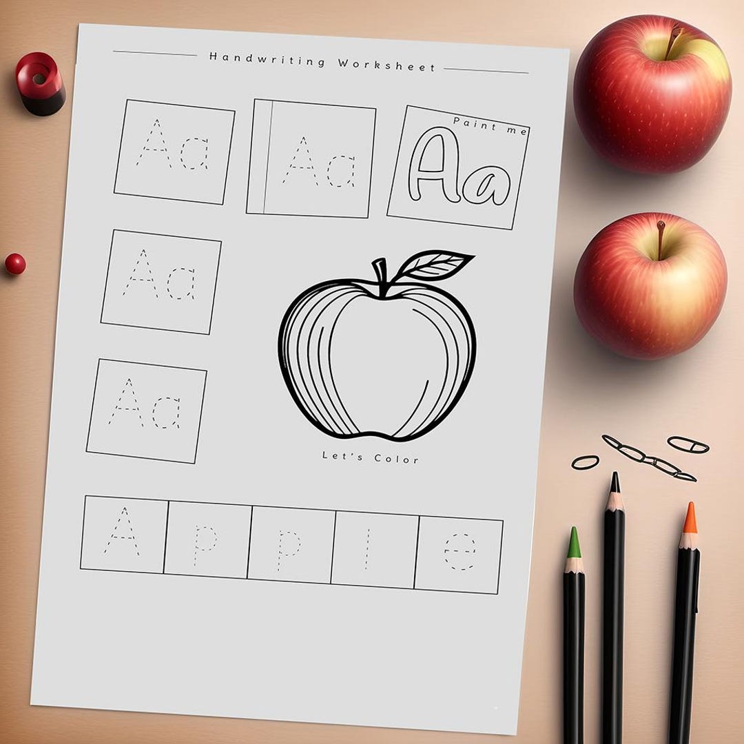 Alphabet Tracing Worksheet Letter A Handwriting Practice PDF & JPG Kids ...