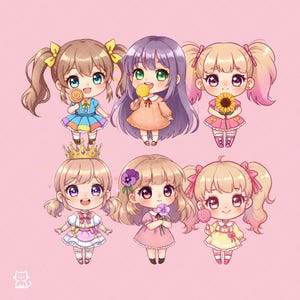 Cute Chibi Girls Clipart Bundle, PNG, Printable, Commercial Use ...