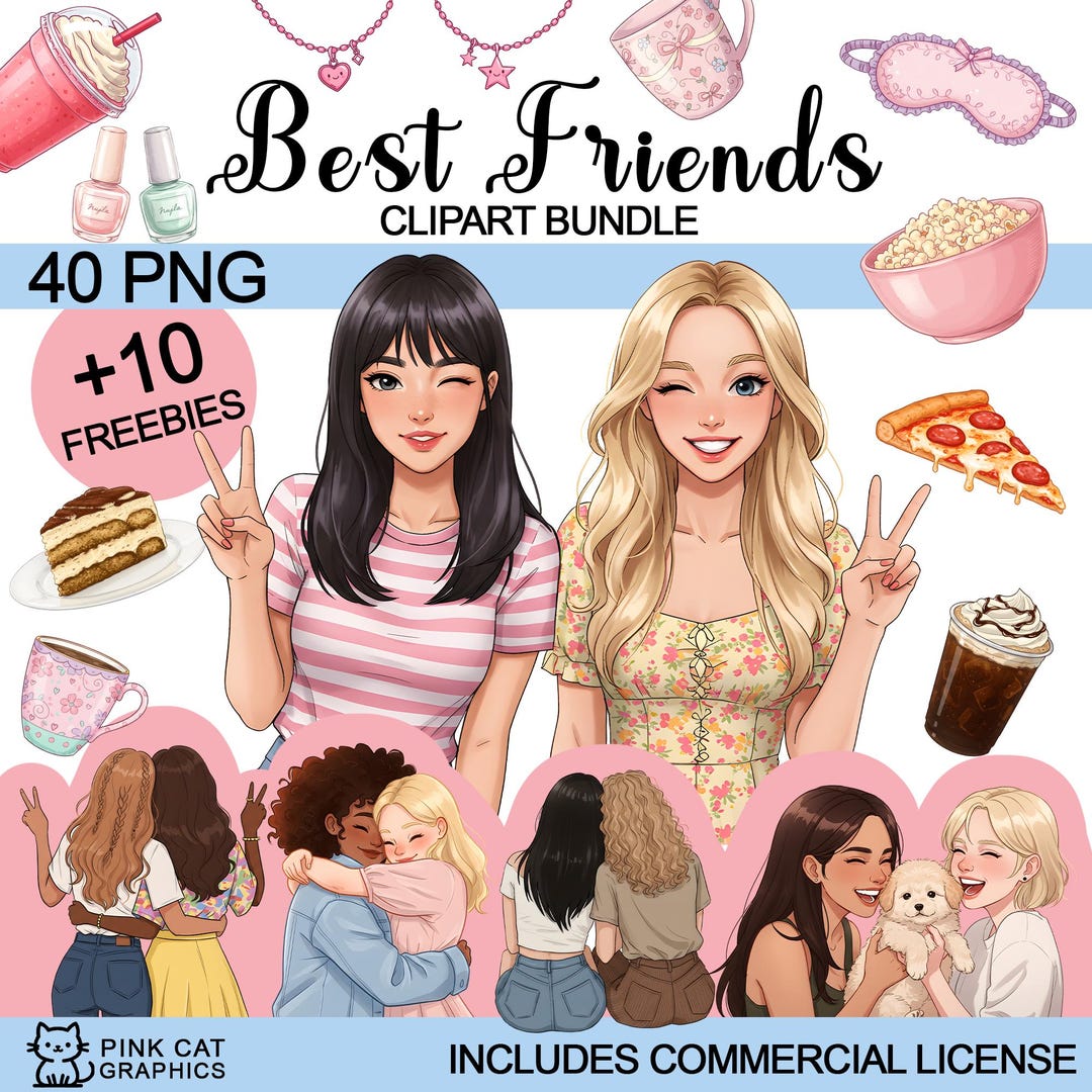 Best Friends Clipart, Soul Sisters Clipart, BFF Gifts, BFF Png, Bestie Clipart, Instant Download ...