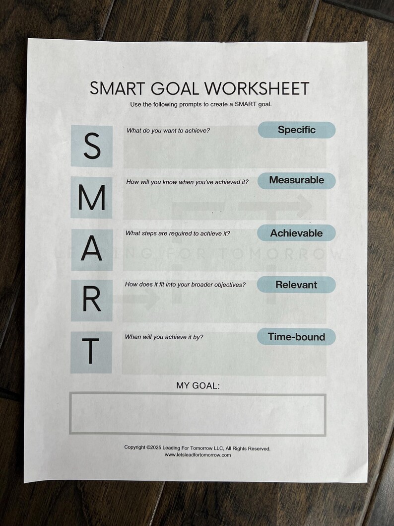Printable Smart Goal Worksheet | Fillable PDF | Simple Goal Development ...