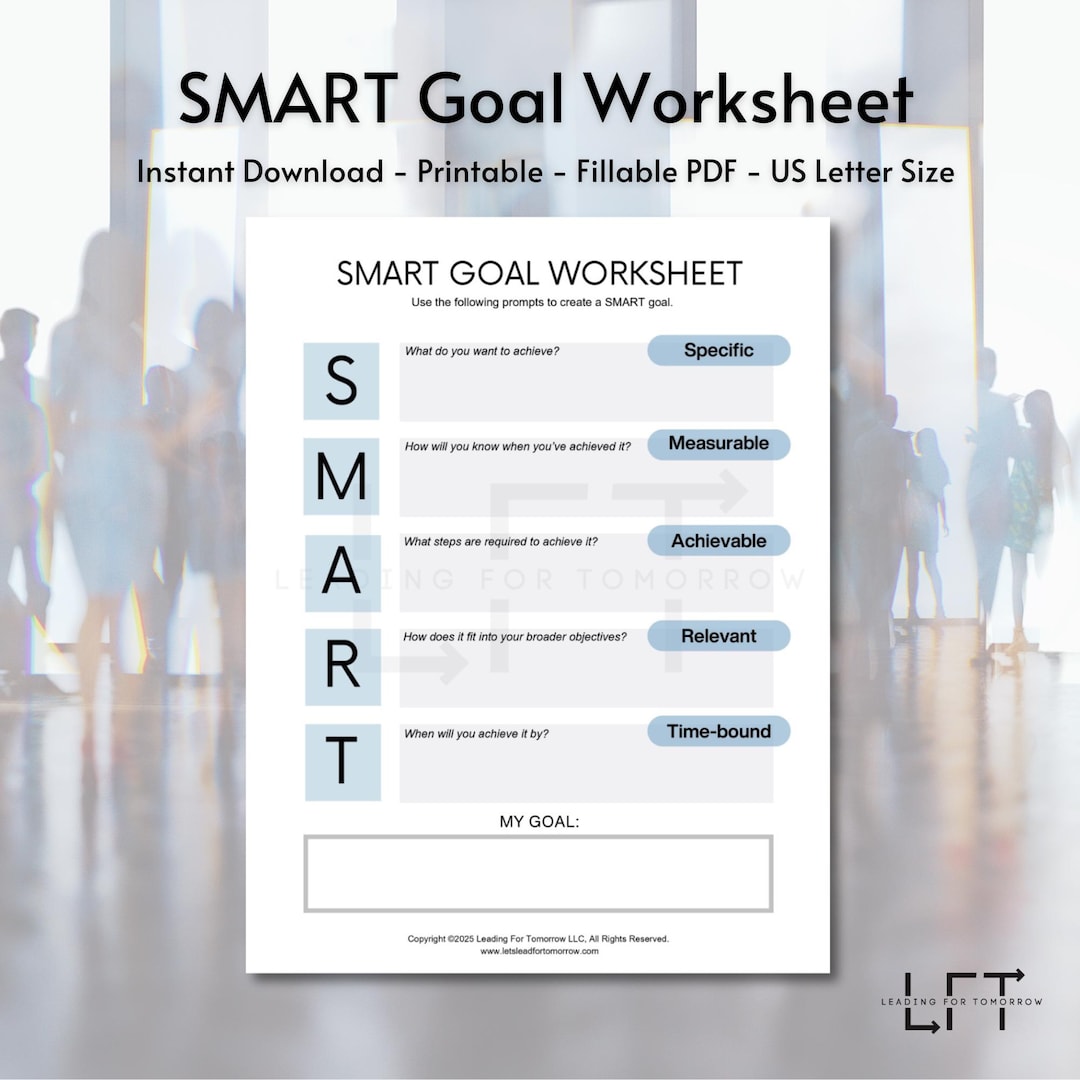 Printable Smart Goal Worksheet | Fillable PDF | Simple Goal Development ...