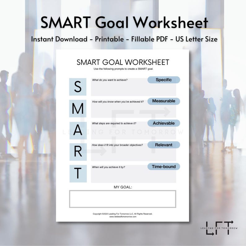 Printable Smart Goal Worksheet | Fillable PDF | Simple Goal Development ...