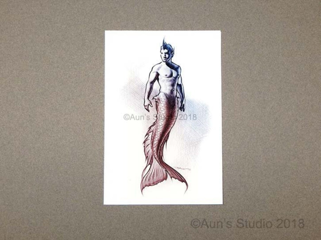 Merman Wall Art Print From Original Fantasy Artwork 32 - Etsy