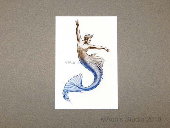 Merman Color Art Print From Original Art | Etsy