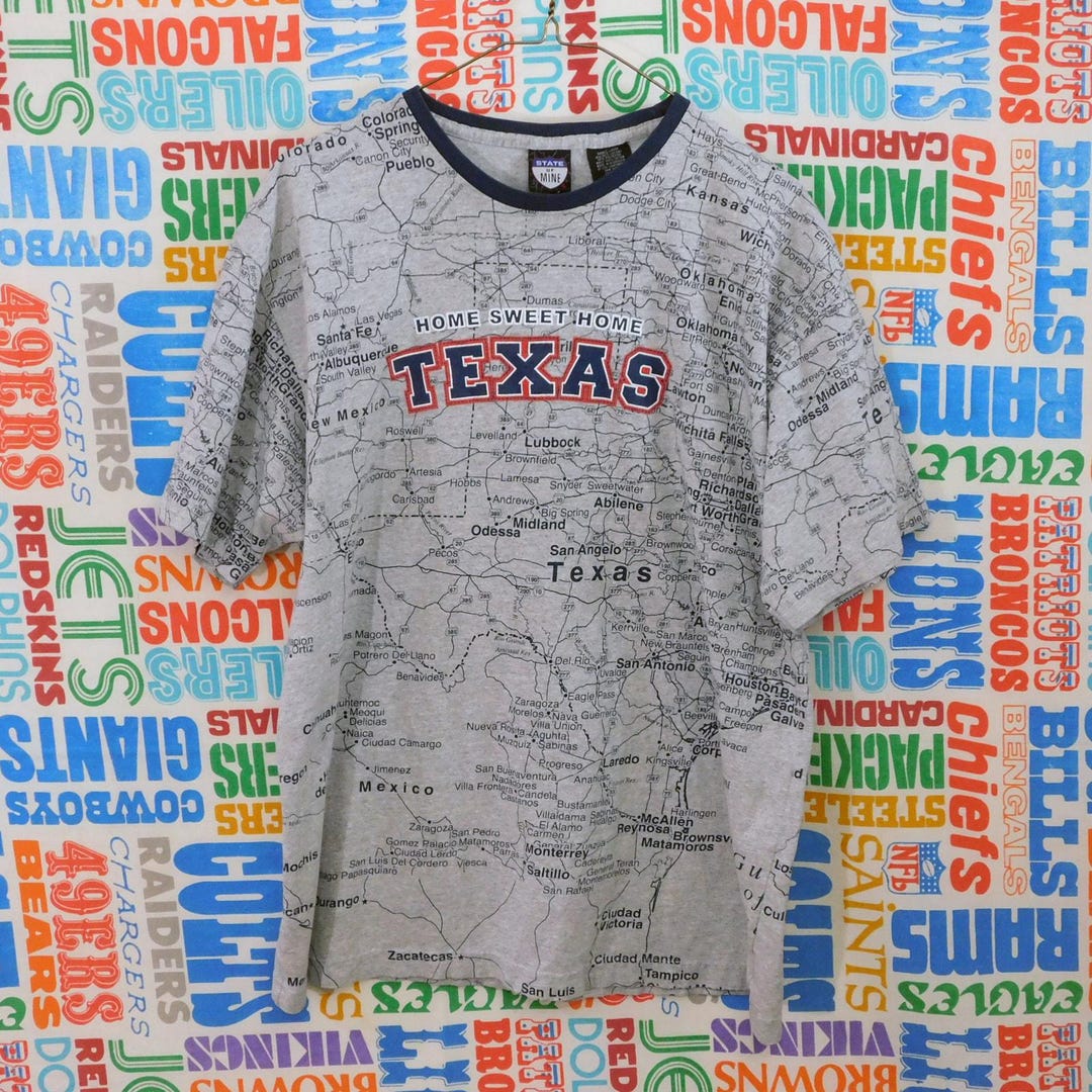 Y2K State of Mine Texas Map T Shirt Size L All Over Print Map Graphic ...