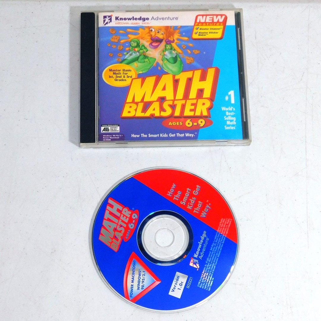 Knowledge Adventure Math Blaster Ages 6-9 PC CD ROM Game Tested Windows ...