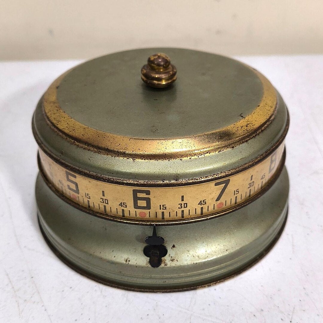 Vintage Lux Rotary Mystery Clock Tape Measure Style Tested Working ...