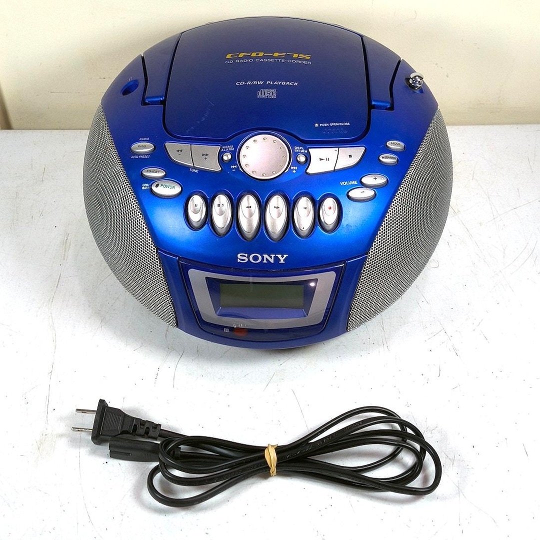 Sony CFD-E75 Portable Stereo Boombox Radio Cassette Tape CD Player Blue ...