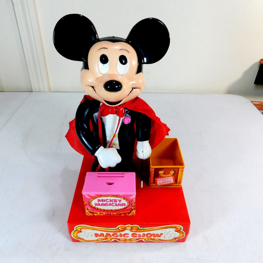 Vintage Mickey Mouse Magician Magic Show Toy Tested Working Missing ...