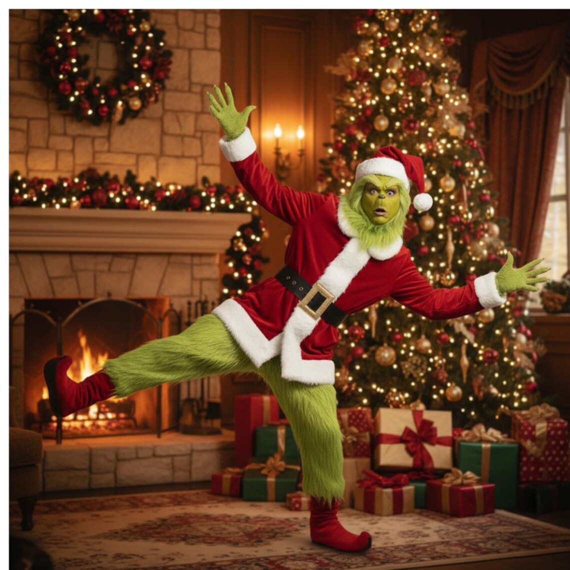 The Grinch Stole Christmas Costume Set – Jim Carrey Grinch Faux Fur ...