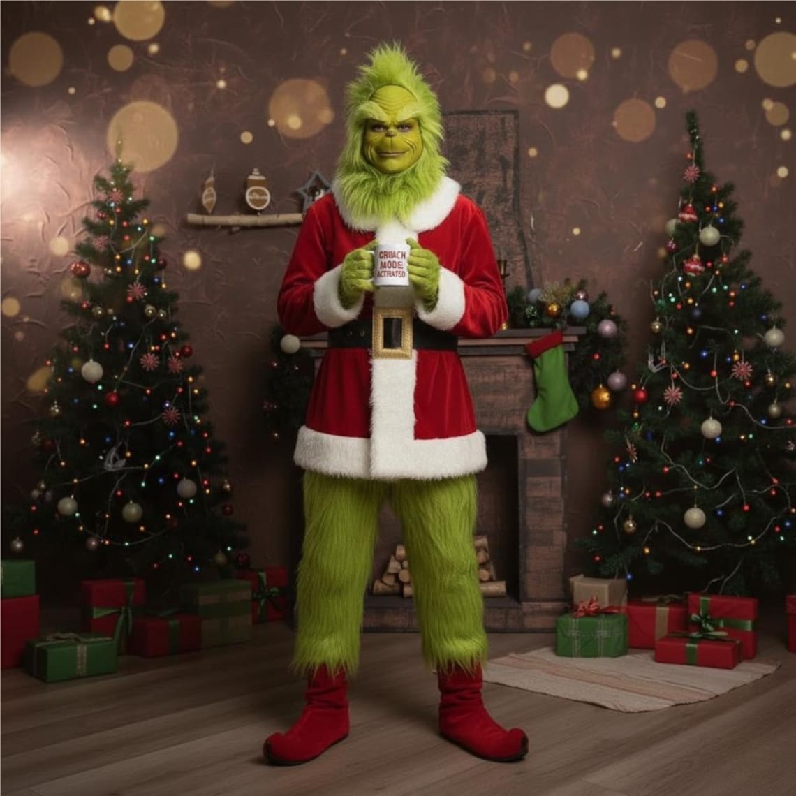 The Grinch Stole Christmas Costume Set – Jim Carrey Grinch Faux Fur ...
