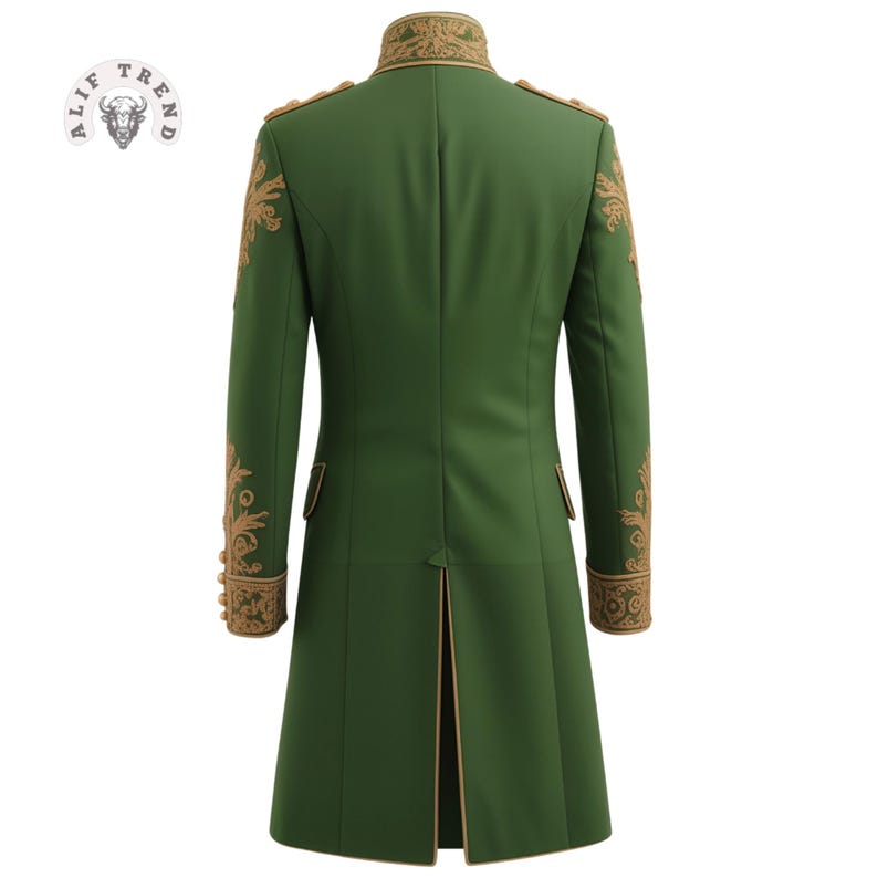 Men’s Green Military Parade Leader Jacket Gothic Steampunk Officer ...
