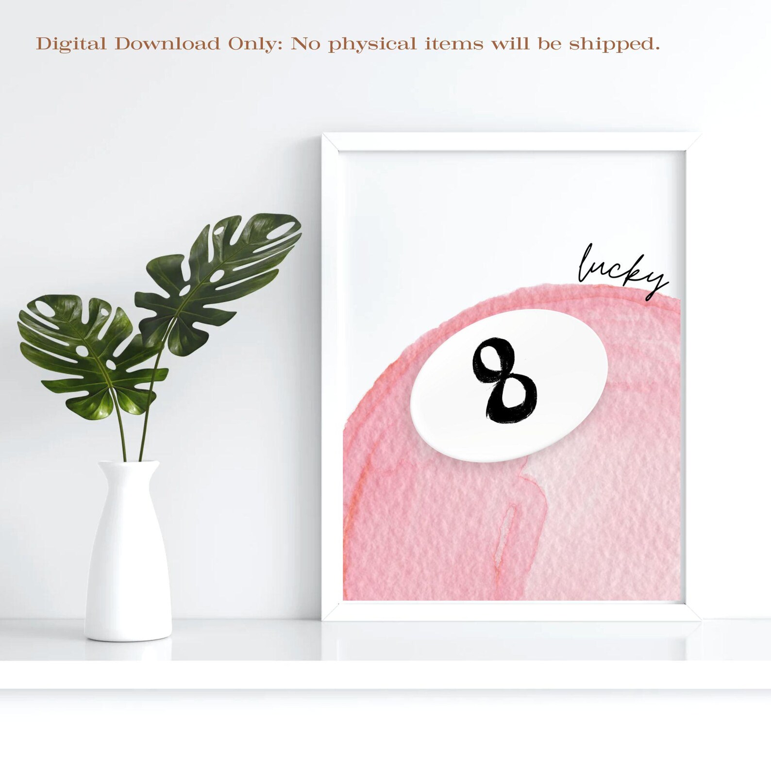 Pink 8 Ball Wall Art Printable – "lucky" Digital Download, Magic 8 Ball ...