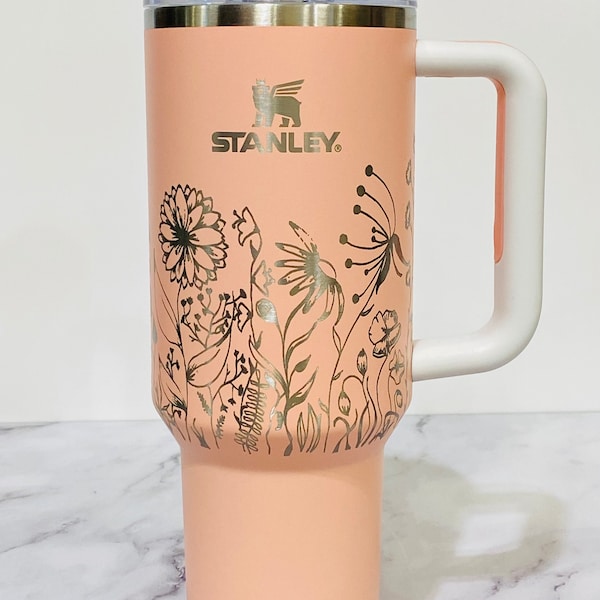 Stanley Floral Engraved Tumbler - Etsy