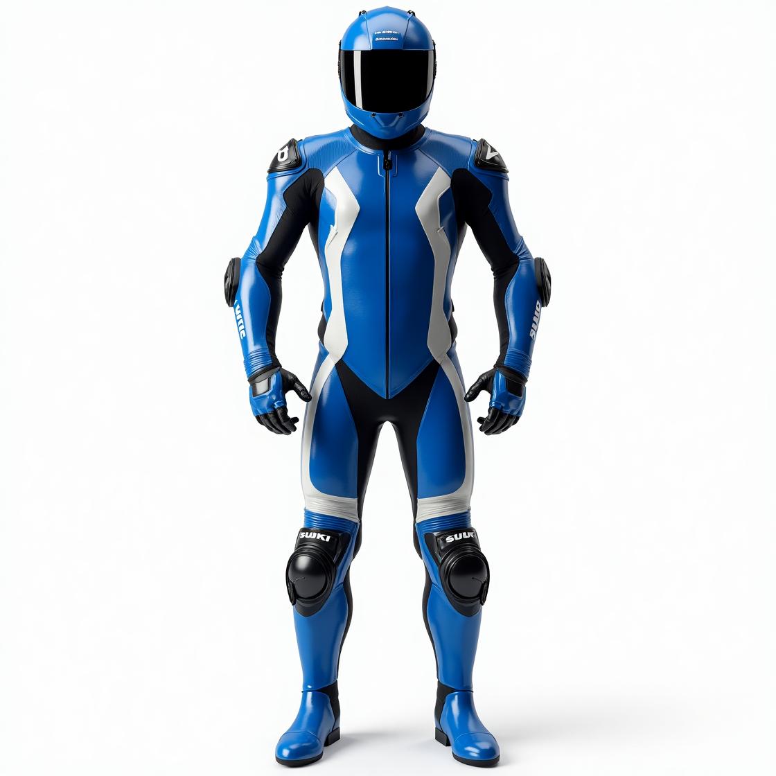 Motorcycle Racing Leather Jacket Inspired by Suzuki, Blue White Color ...