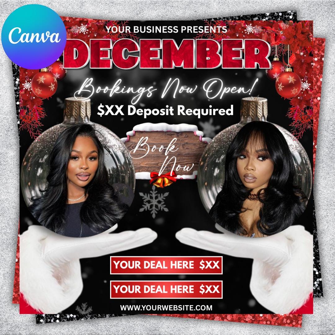 December Bookings Flyer, Holiday Booking Flyer, Christmas Booking Flyer ...