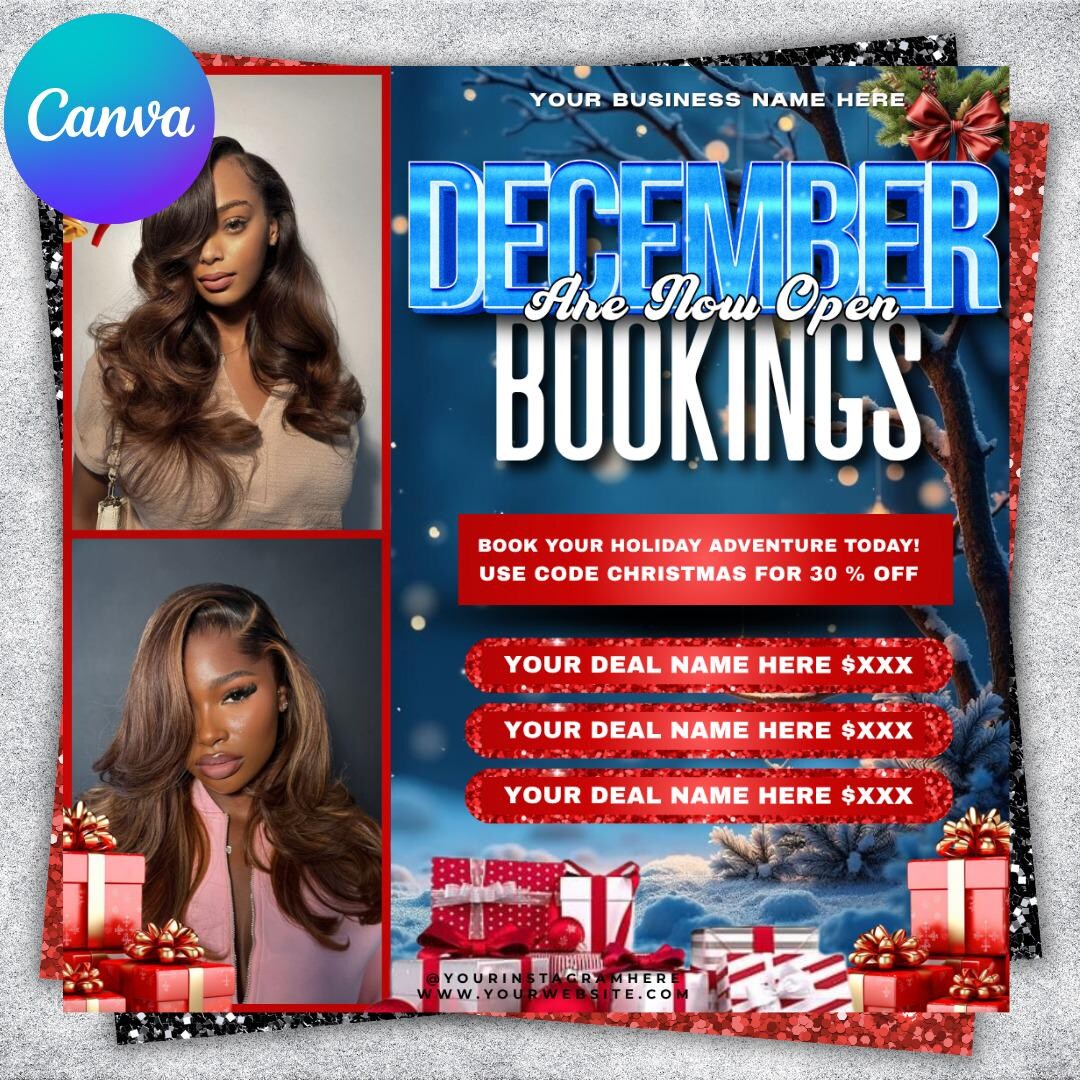 December Booking Flyer, Holiday Booking Flyer, Book Now Flyer ...