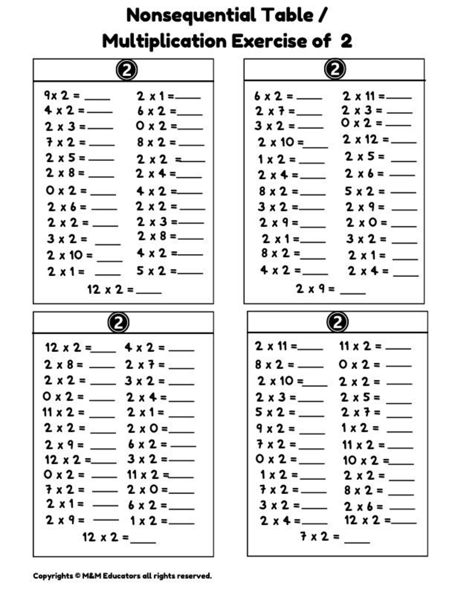 3000+ Vertical and Horizontal Multiplication Problems Numbers 0-12 1-4 ...
