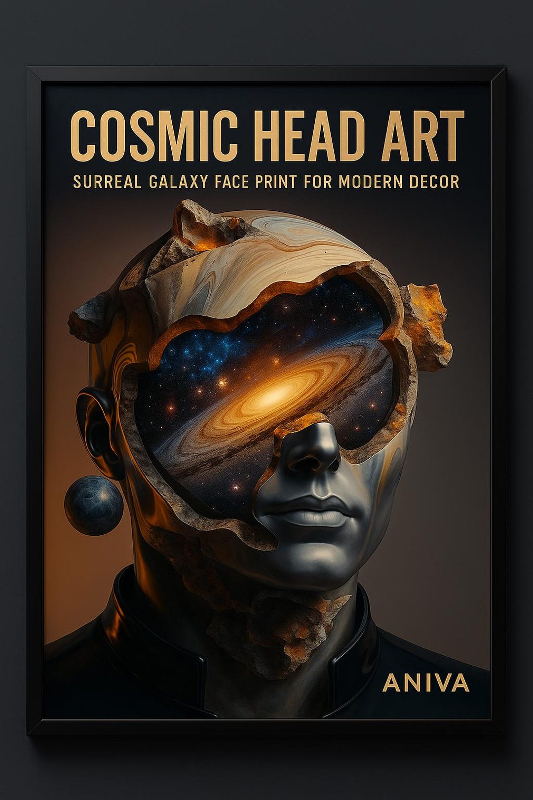 Cosmic Head Wall Art – Surreal Galaxy Face Print for Modern or ...