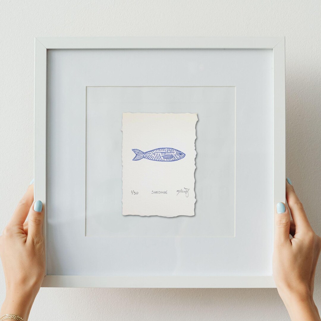 Sardine Limited Edition Print: Hand-carved Rubber Stamp Art - Etsy