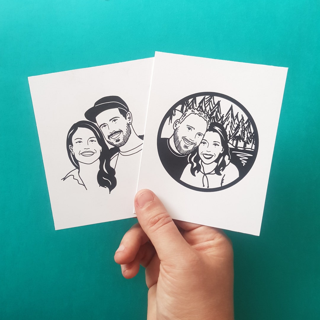 Custom Couple Portrait Drawing for Birthday Personalized Gift for ...