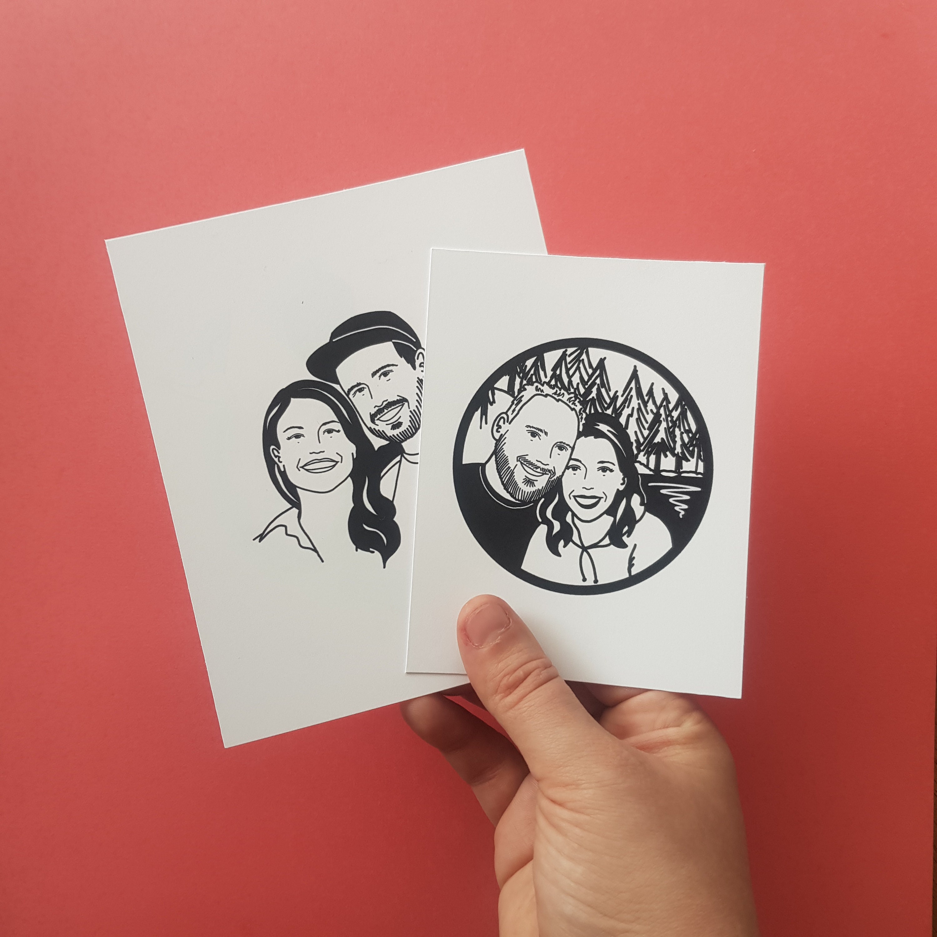 Custom Couple Portrait Drawing for Birthday Personalized Gift for ...