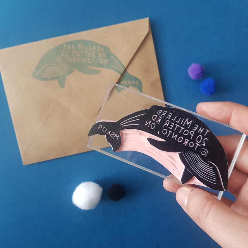Whale Address Stamp Blue Whale Return Address Stamp - Etsy