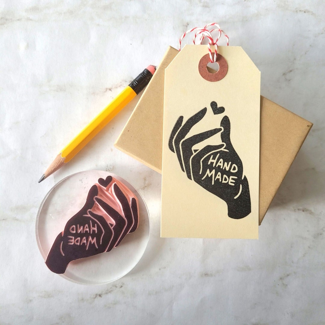Hand Made Hand Rubber Stamp, Small Business Stamp, Handmade With Love ...