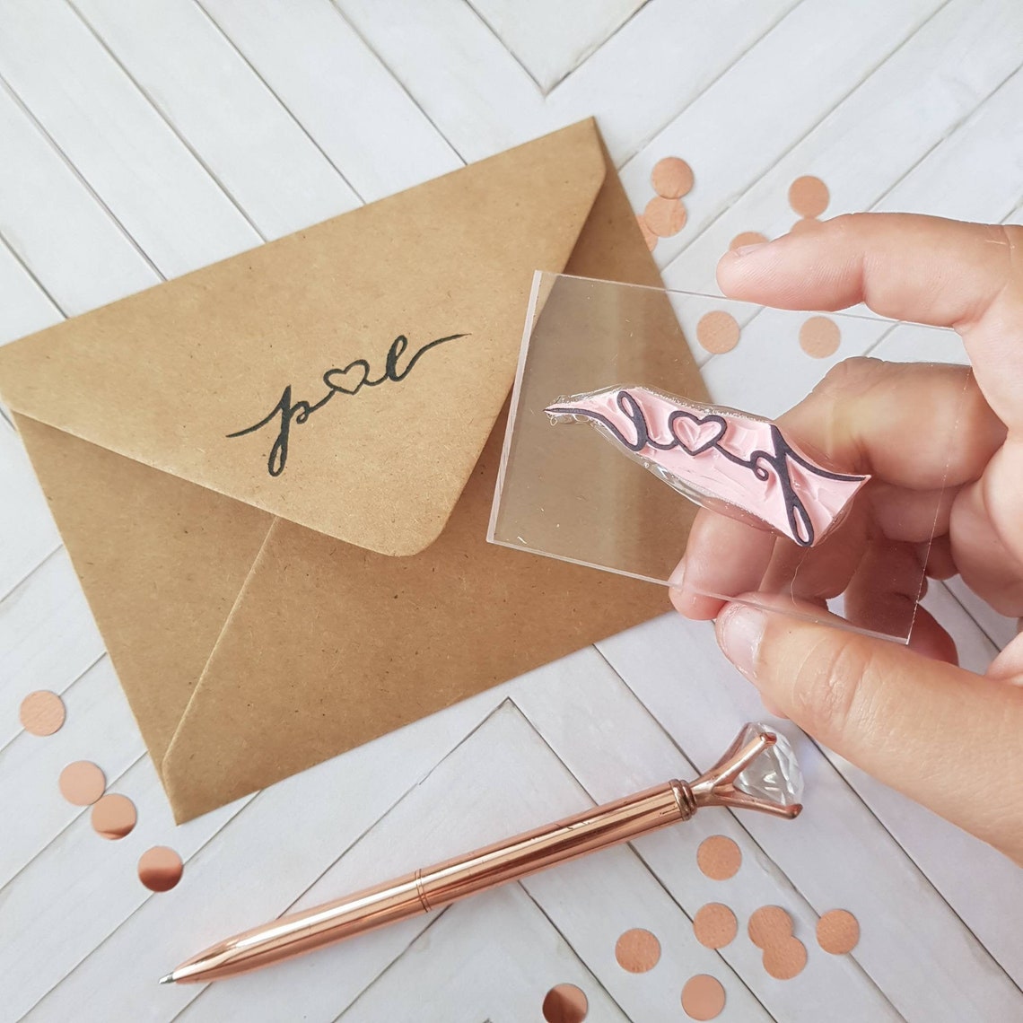 Custom Wedding Initials Rubber Stamp: Personalized Stationery, Thank ...