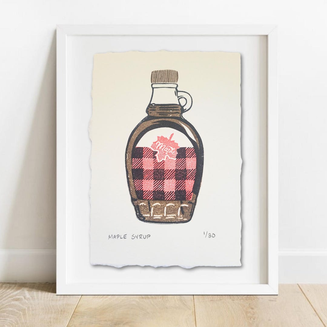 Maple Syrup Print: Hand-carved Lino Block Print, Limited Edition - Etsy