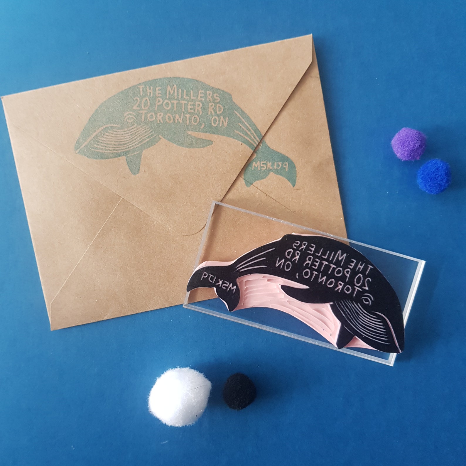 Whale Address Stamp Blue Whale Return Address Stamp - Etsy