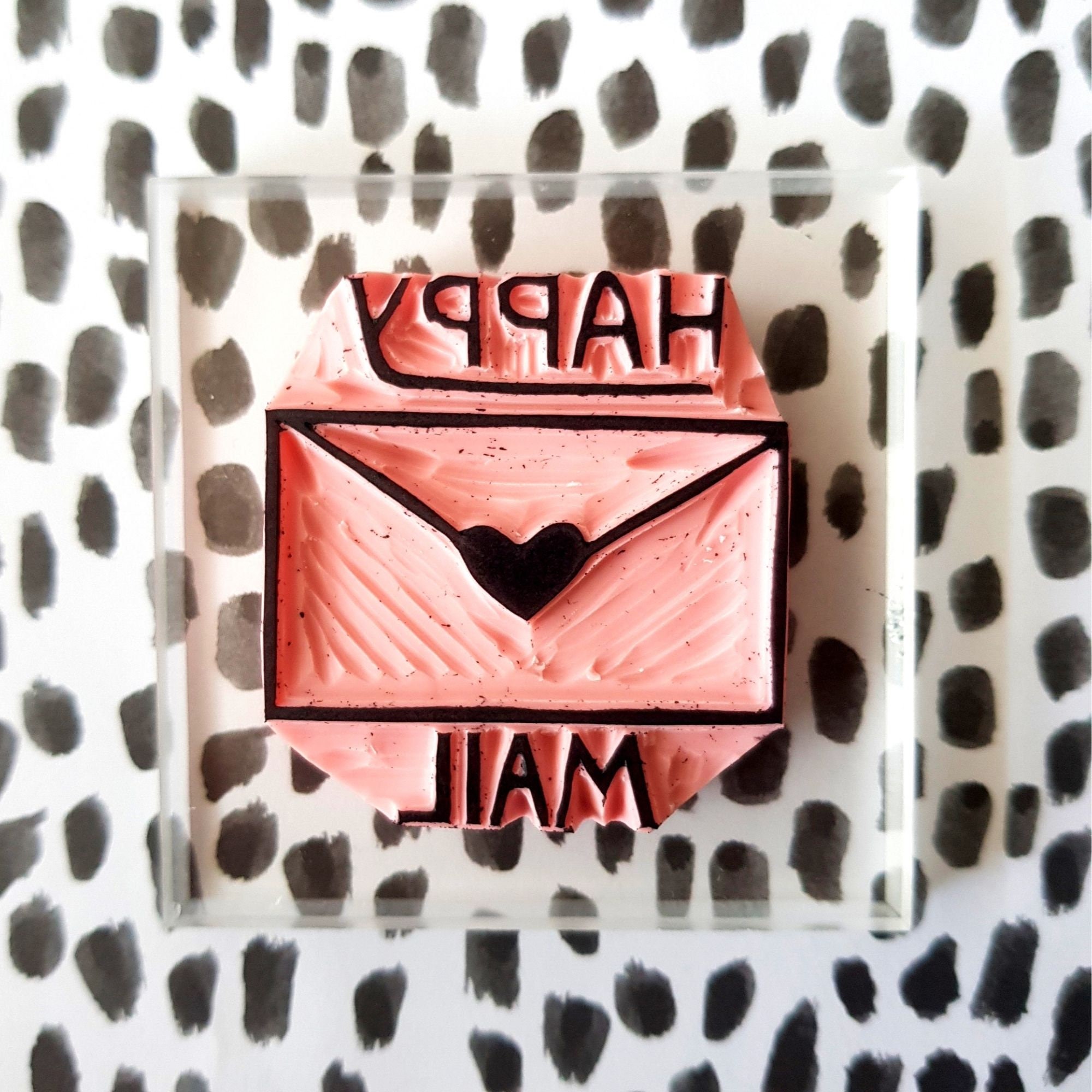 Happy Mail Rubber Stamp Letter Writing Stamp Mail With Heart | Etsy