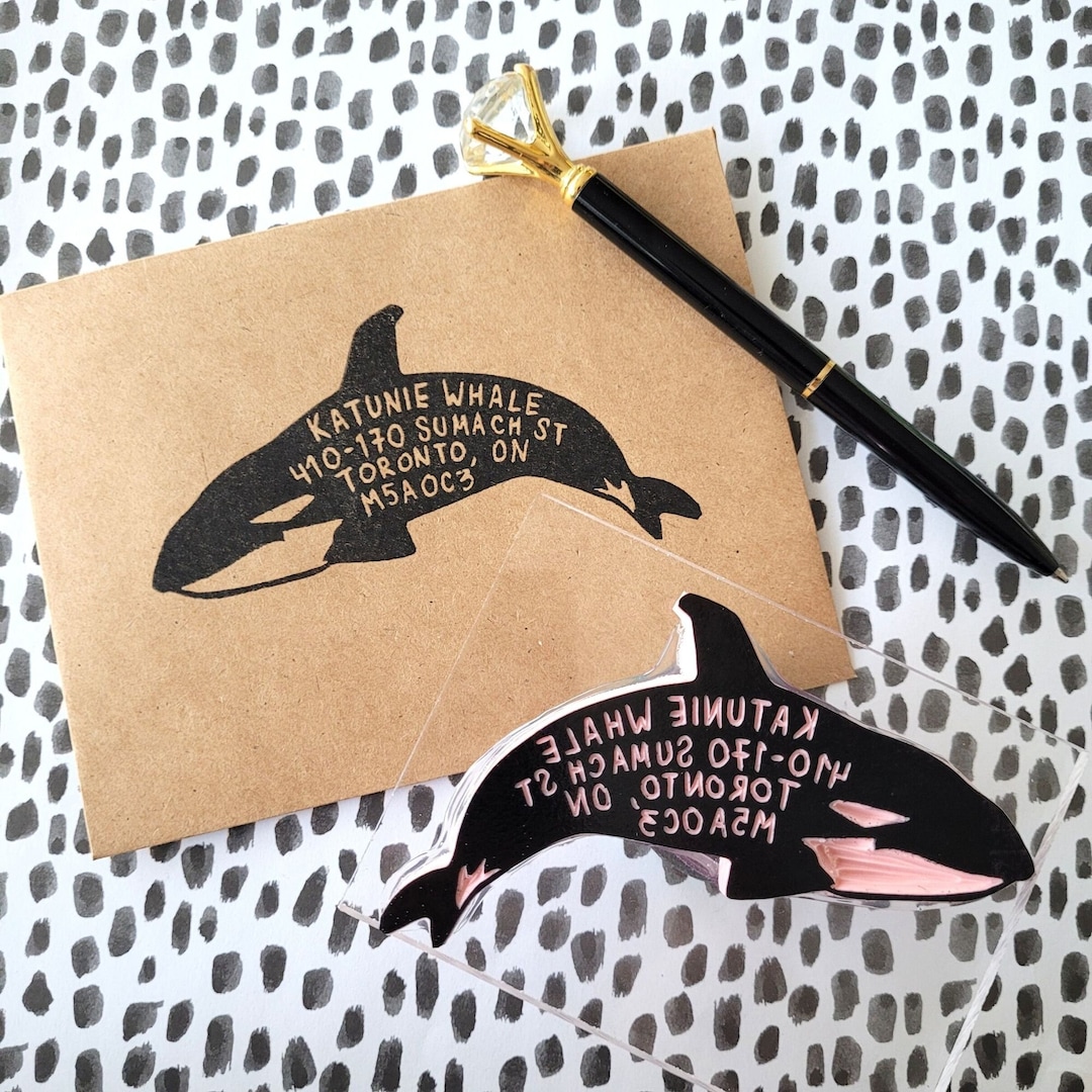 Orca Whale Address Stamp: Hand Carved Return Address - Etsy