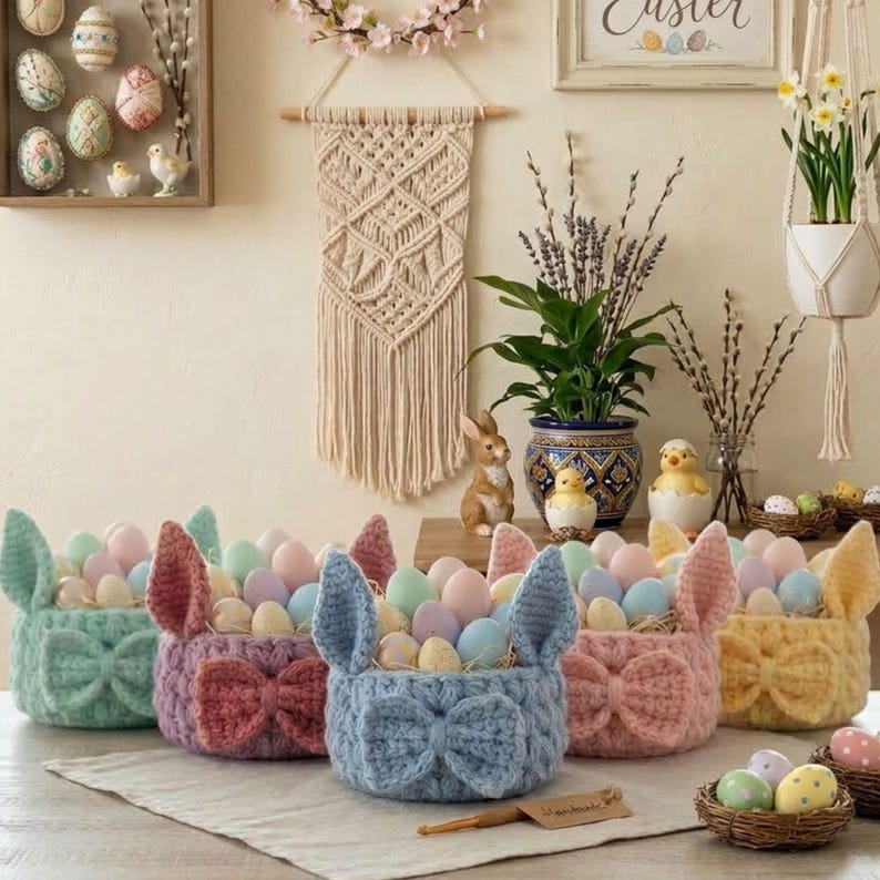 Crochet Easter Bunny Basket Pattern PDF | DIY Amigurumi Rabbit Storage ...