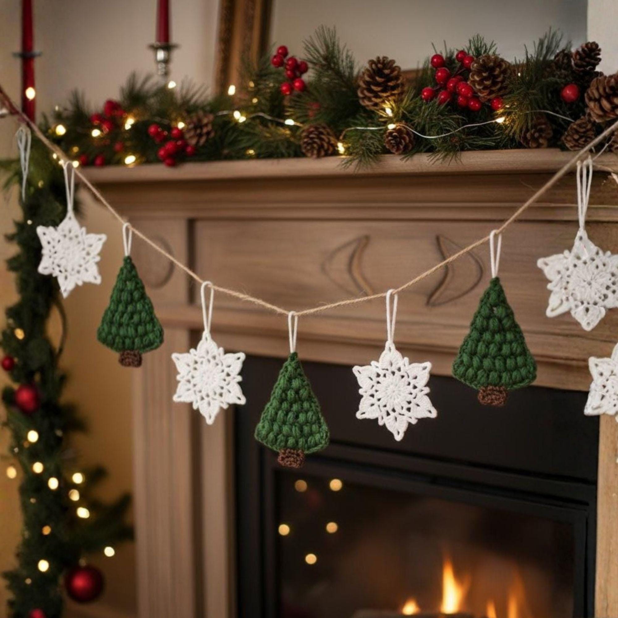 Tree & Snowflake Garland Crochet Pattern Christmas Crochet PDF Holiday ...
