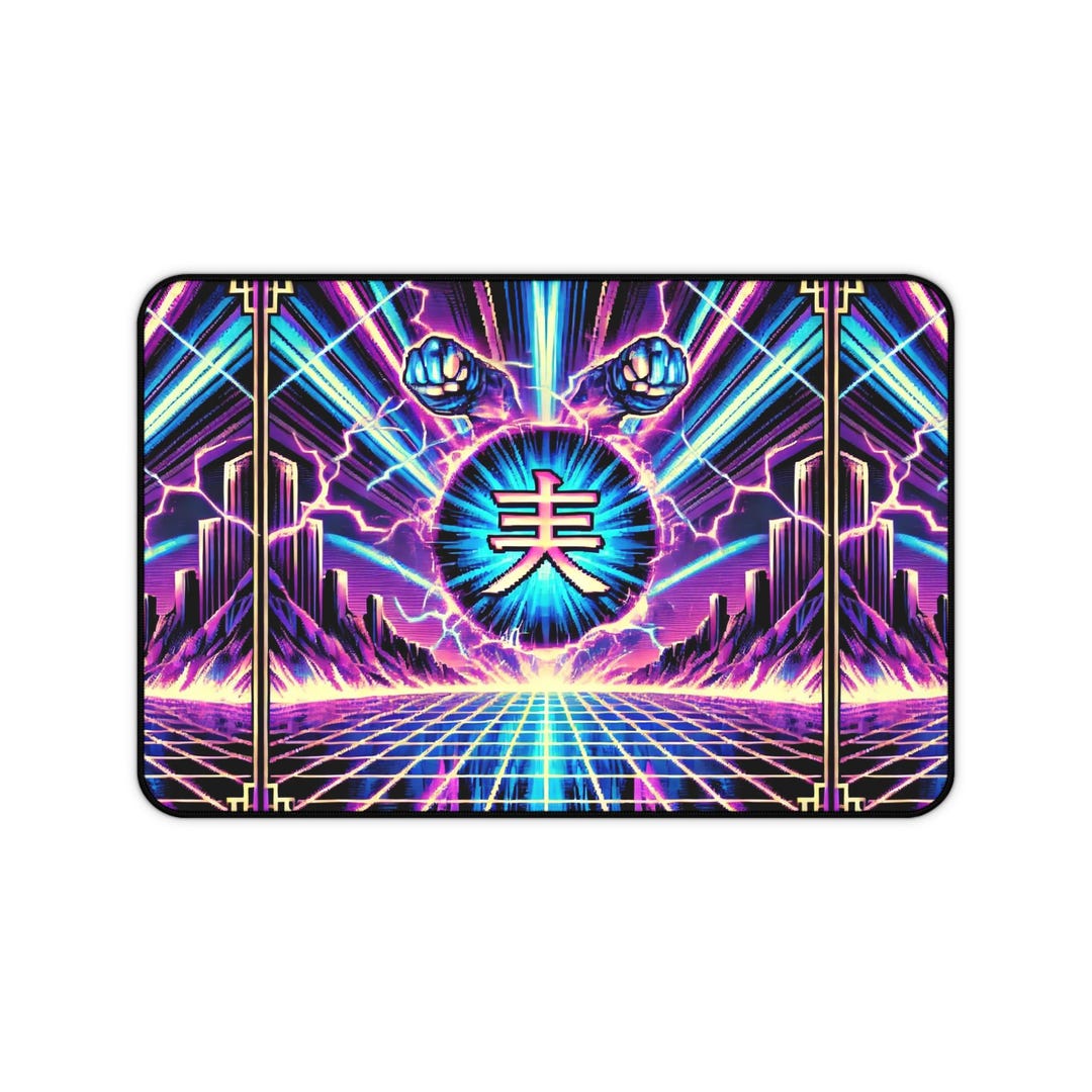 Retro Neon Japanese Kanji Gaming Desk Mat: Gamer Gift - Etsy