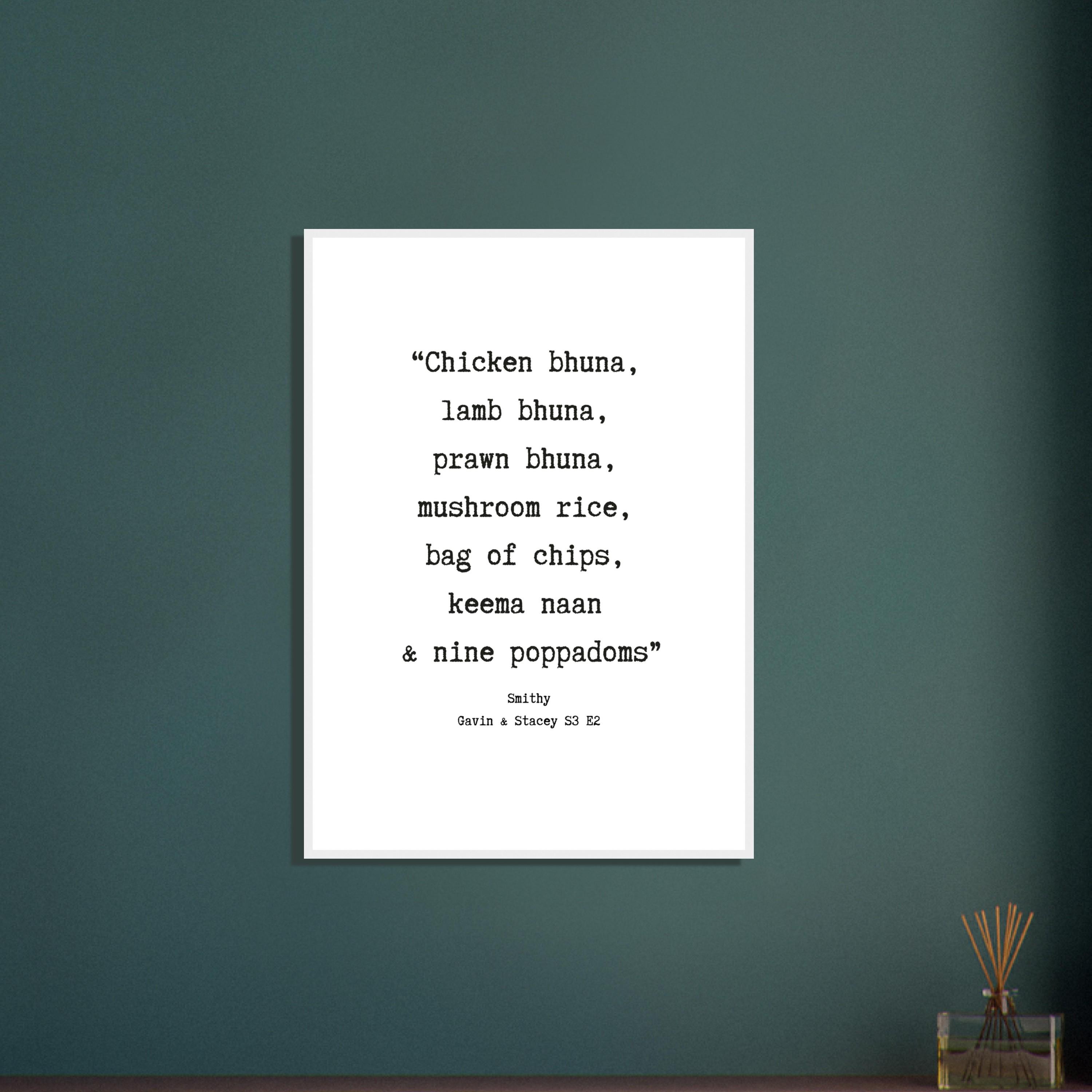 Gavin and Stacey Poster - Smithy’s Indian Takeaway Order - Wall Art - Etsy
