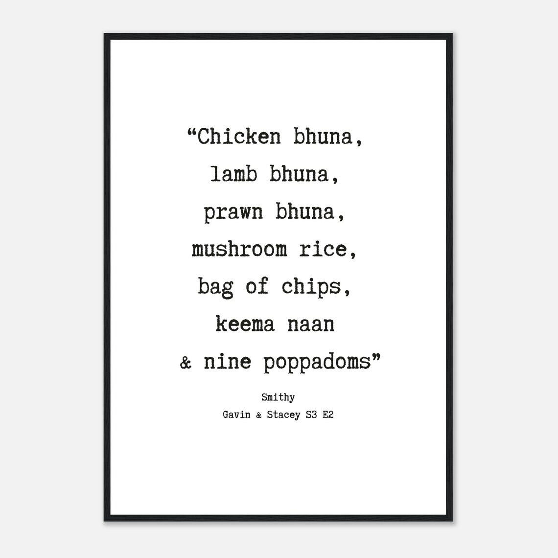 Gavin and Stacey Poster - Smithy’s Indian Takeaway Order - Wall Art - Etsy