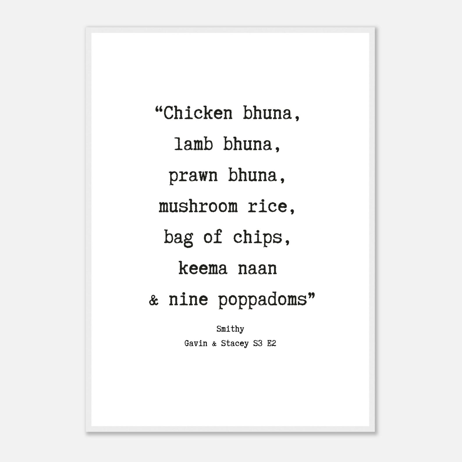 Gavin and Stacey Poster - Smithy’s Indian Takeaway Order - Wall Art - Etsy