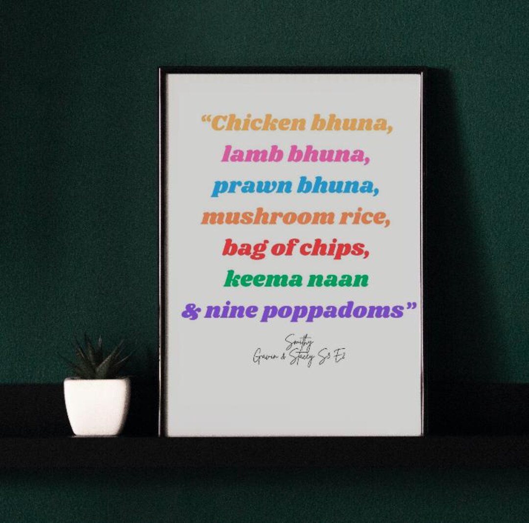 Gavin and Stacey Poster Smithys Indian Takeaway Order Wall Art - Etsy