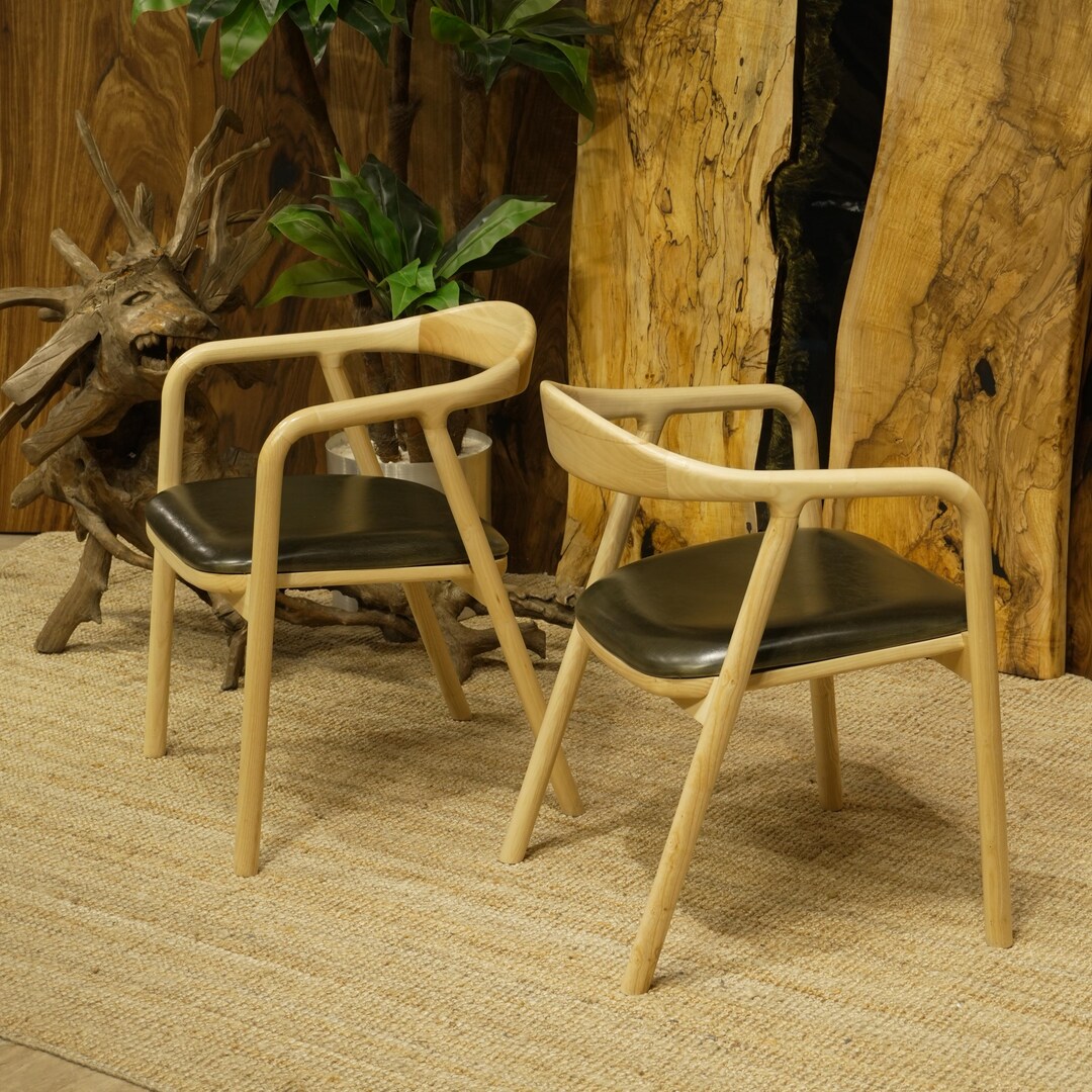Made-to-order Ash Wood – Wooden Chair – Handmade Live Edge Resin Seat ...