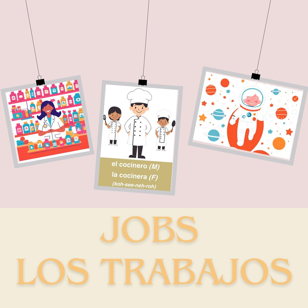 25 Flashcards de Profissões em Espanhol | Aprendizagem Montessori para ...
