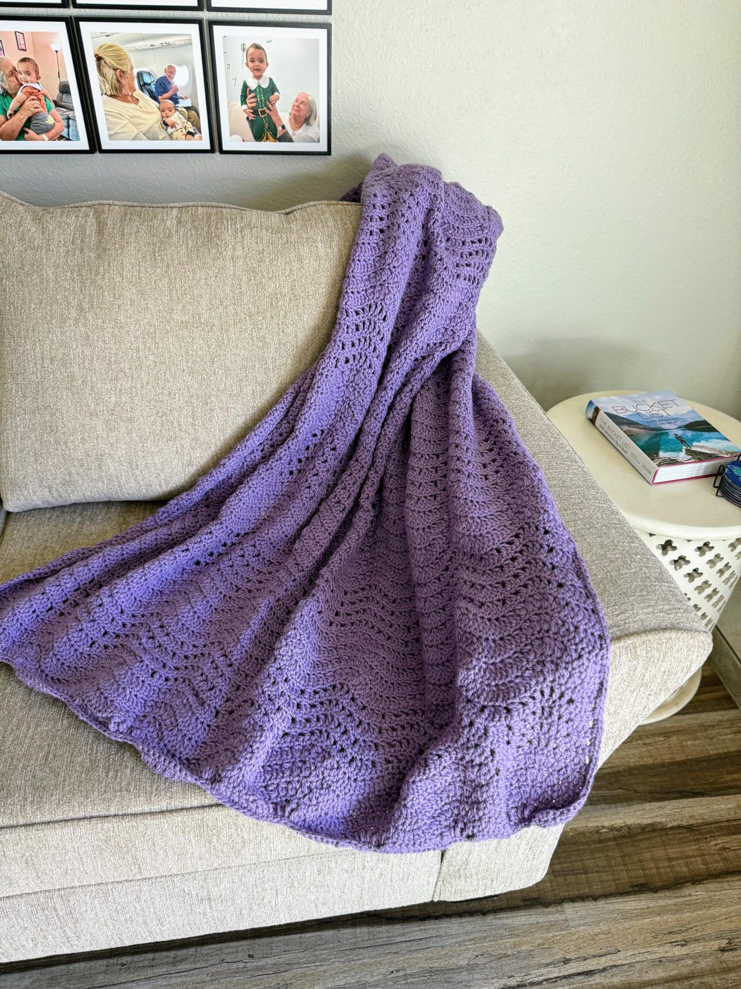Lacey Waves Handmade Afghan – Lavender Ripple Crochet Throw – 62x40 ...