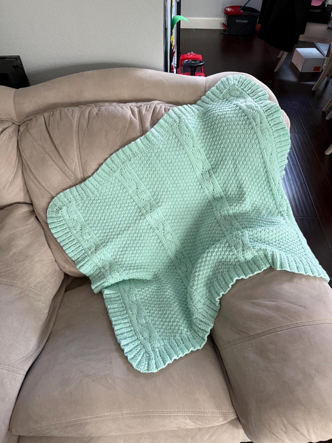 Rambling Vines Baby Afghan – Hand-knit Mint Green Blanket (32 X 35) - Etsy