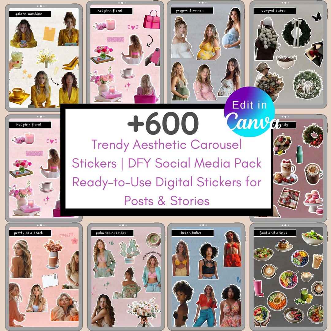 Aesthetic Instagram Stickers, 600+ Canva Templates, Social Media ...