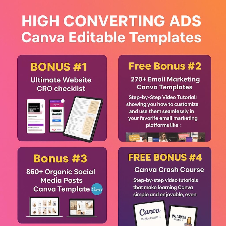 1000+ Meta Ad Templates Canva Bundle: Facebook, Instagram, Email (PLR ...