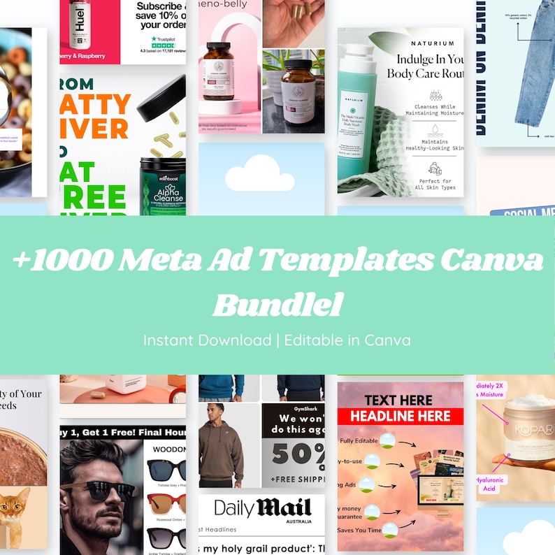 1000+ Static Ads Canva Templates Bundle • Meta & Instagram Marketing ...
