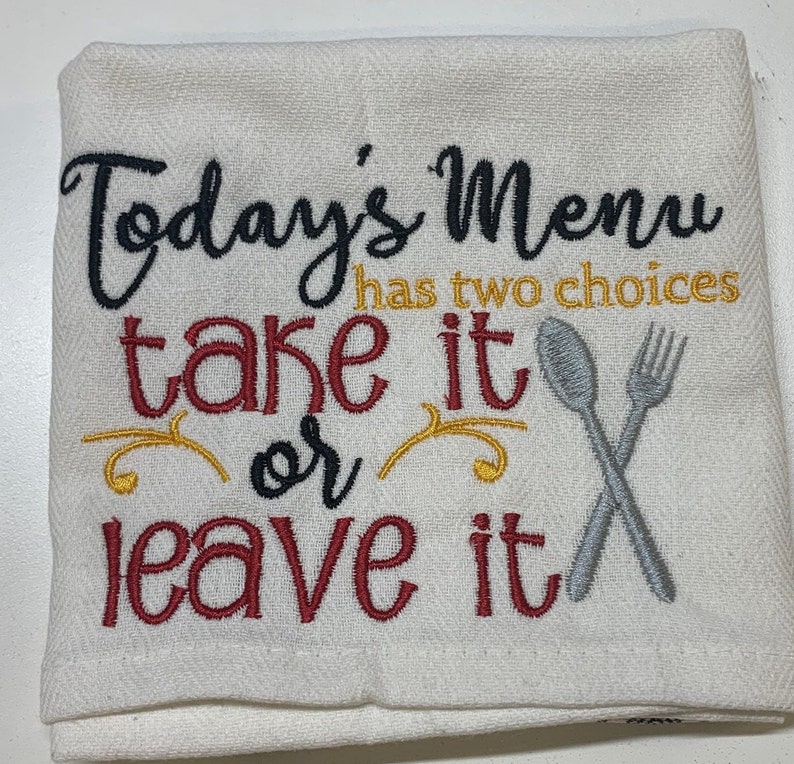 Kitchen Sayings Embroidered Kitchen Tea Towel Set of 7 - Etsy
