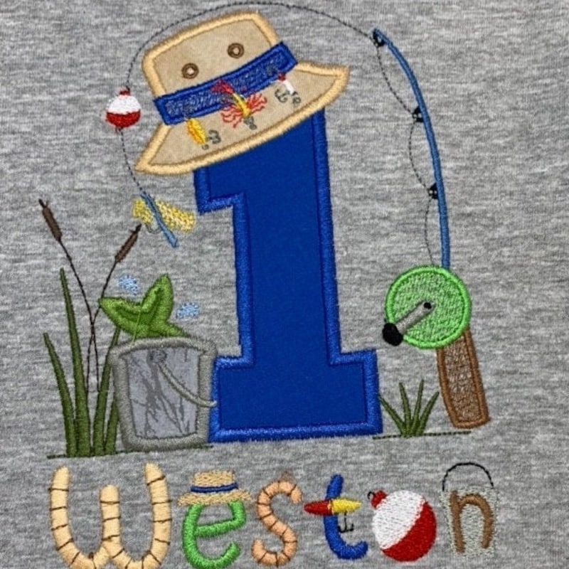 Fishing Applique - Etsy